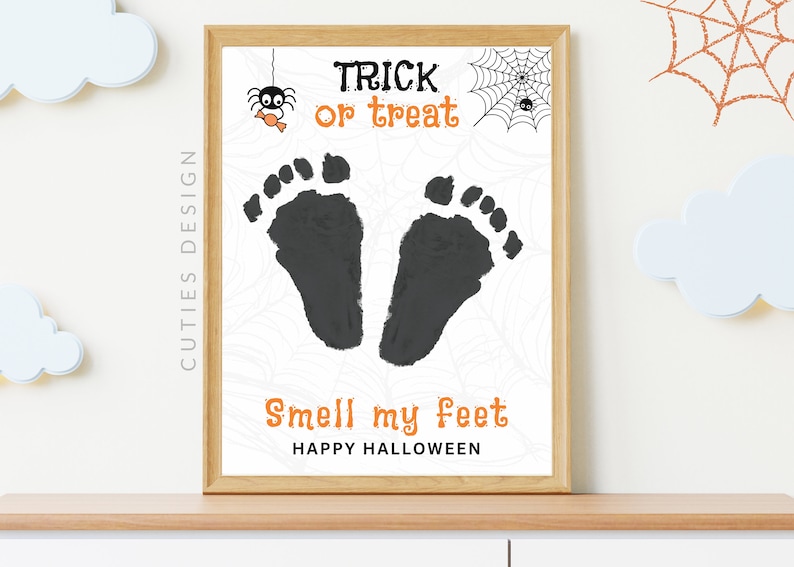 Halloween Footprint Art Craft Printable Baby Infant Footprint Memory ...