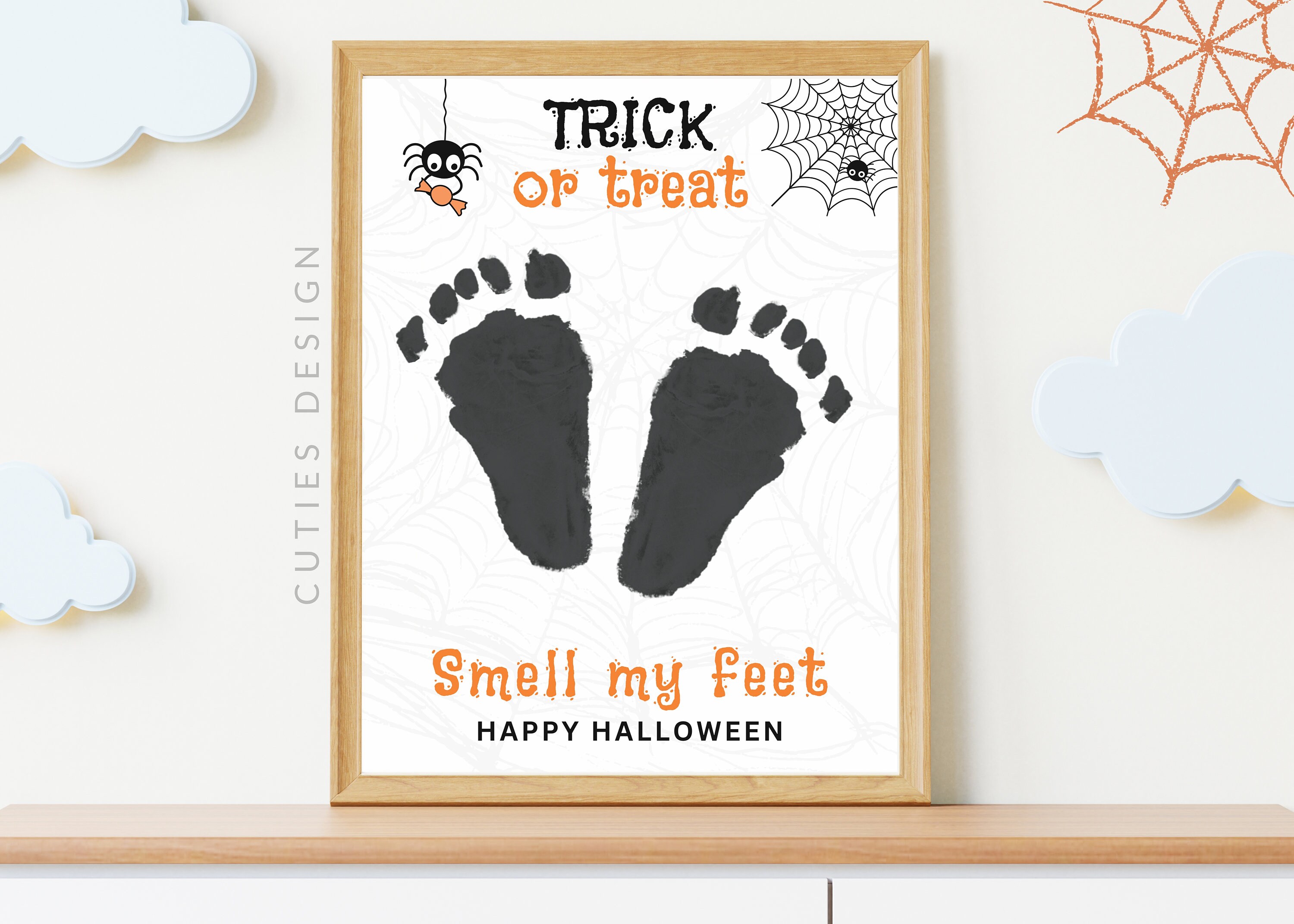 Halloween Footprint Art Craft Printable Baby Infant Footprint Memory ...