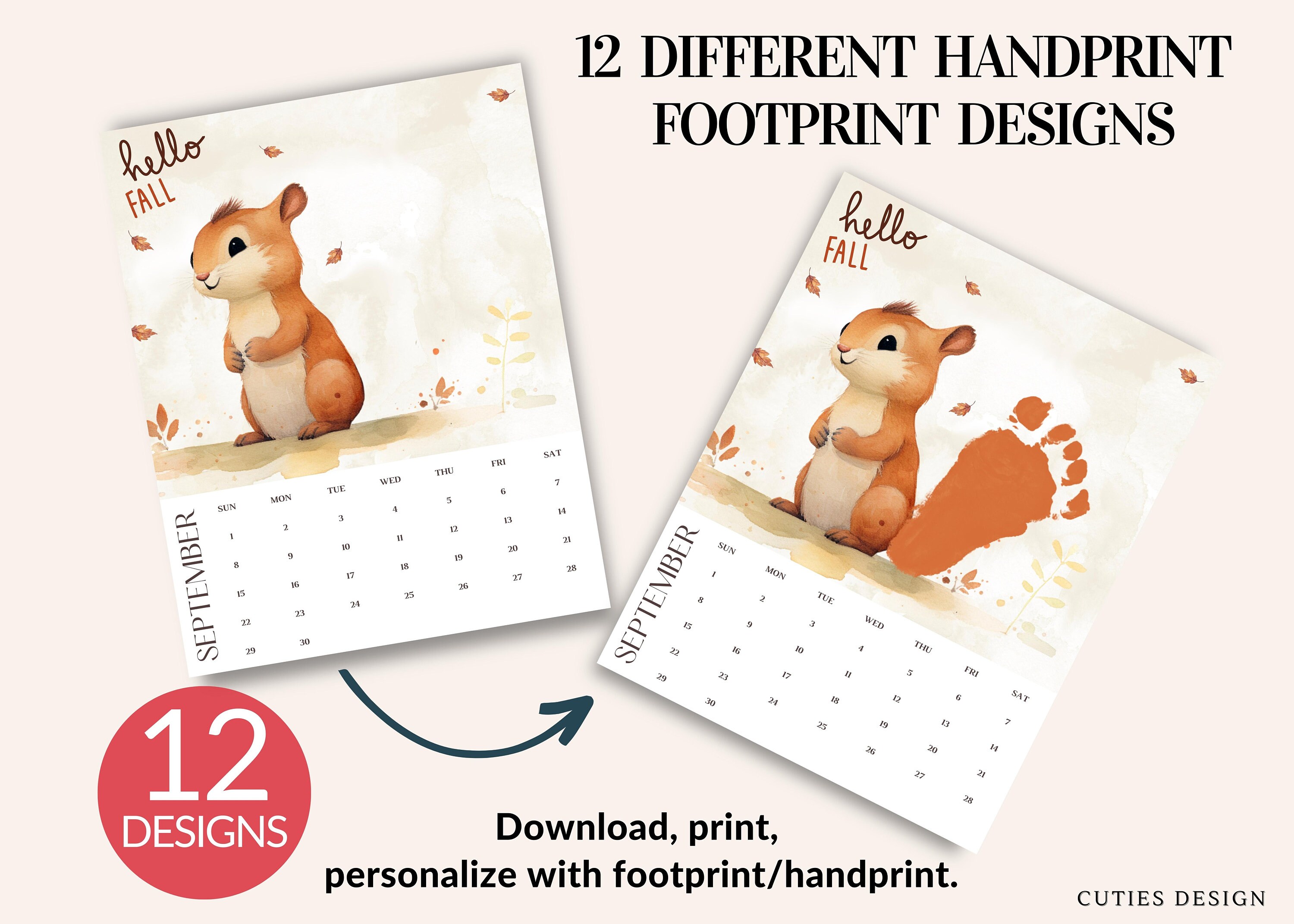 2024 Handprint Footprint Calendar, DIY Kid's Keepsake (printable) - Etsy