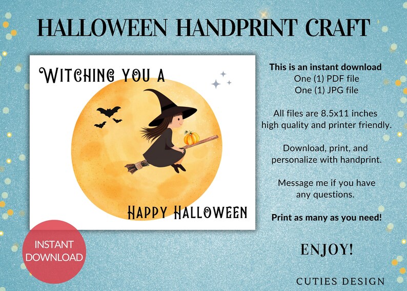 Halloween Gift Printable Craft for Baby Handprint Memory Keepsake Art ...