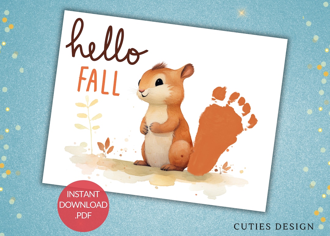Footprint Fall Craft Kids Handprint Art Printable Baby Card Memory ...