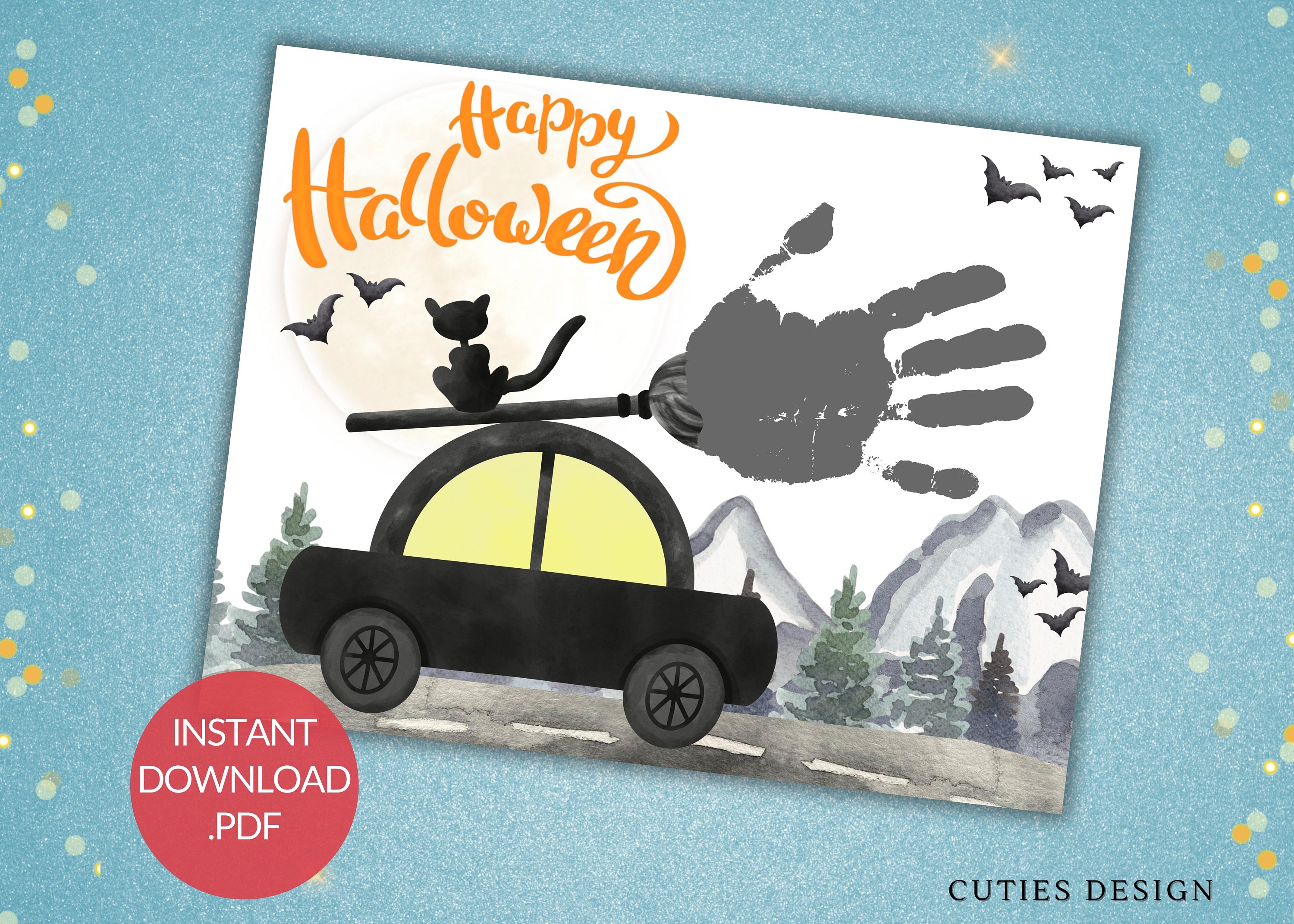Halloween Handprint Art for Kids and Toddlers Printable Craft Pre ...