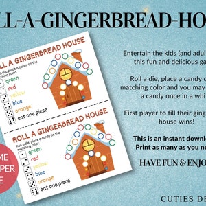 Roll a Gingerbread House Game, Instant Download Christmas Game for Kids ...