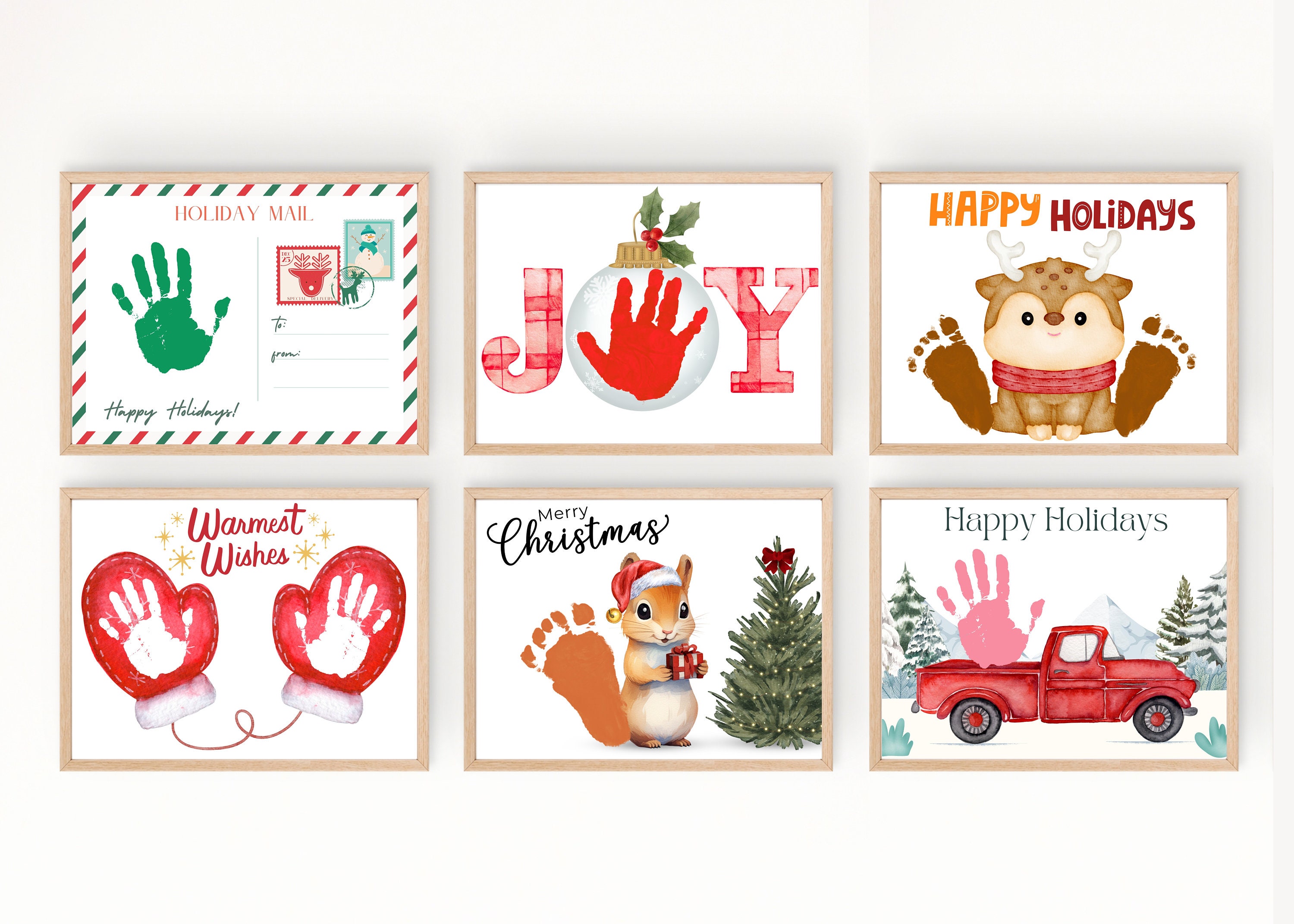 Christmas Handprint and Footprint Craft Bundle, Printable Art for Baby ...