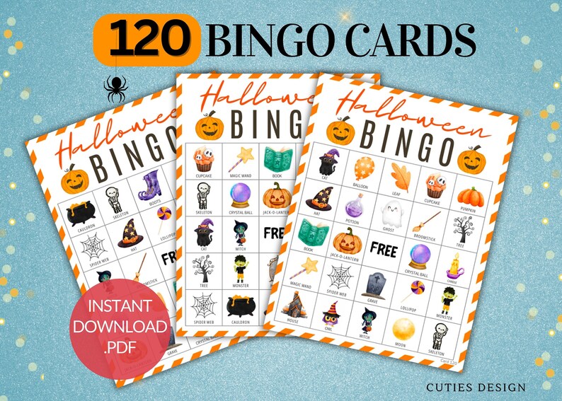 Halloween BINGO 120 Printable Cards Halloween Games for Kids - Etsy
