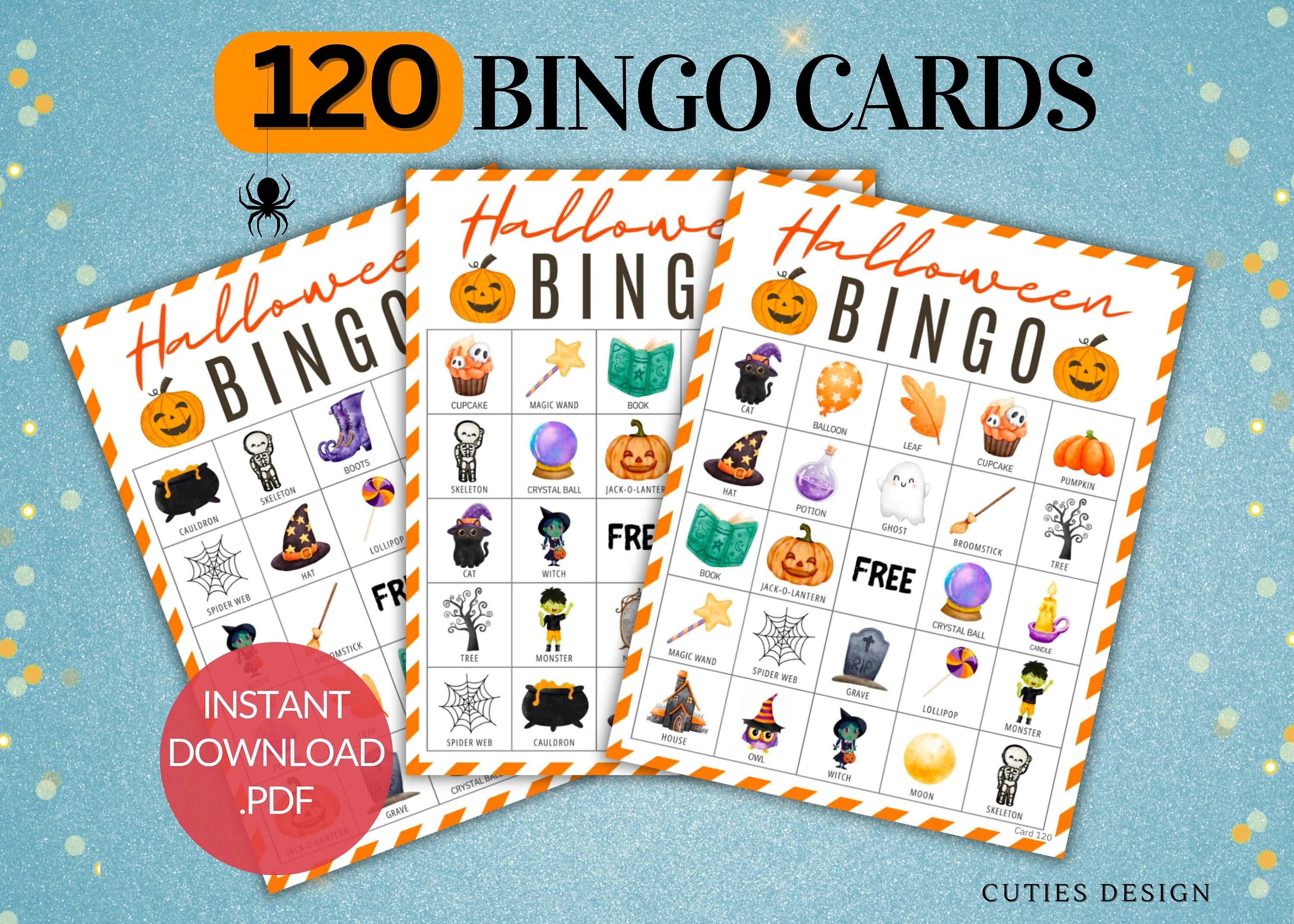 Halloween BINGO 120 Printable Cards Halloween Games for Kids - Etsy