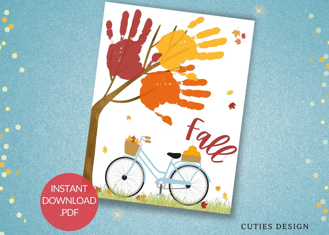 Handprint Art Fall Craft Printable Baby Card Memory Keepsake Art Kids ...