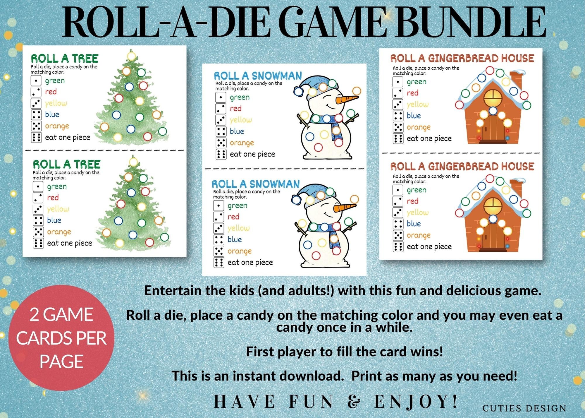 Roll a Die Game Bundle Instant Download Christmas Games for Kids ...