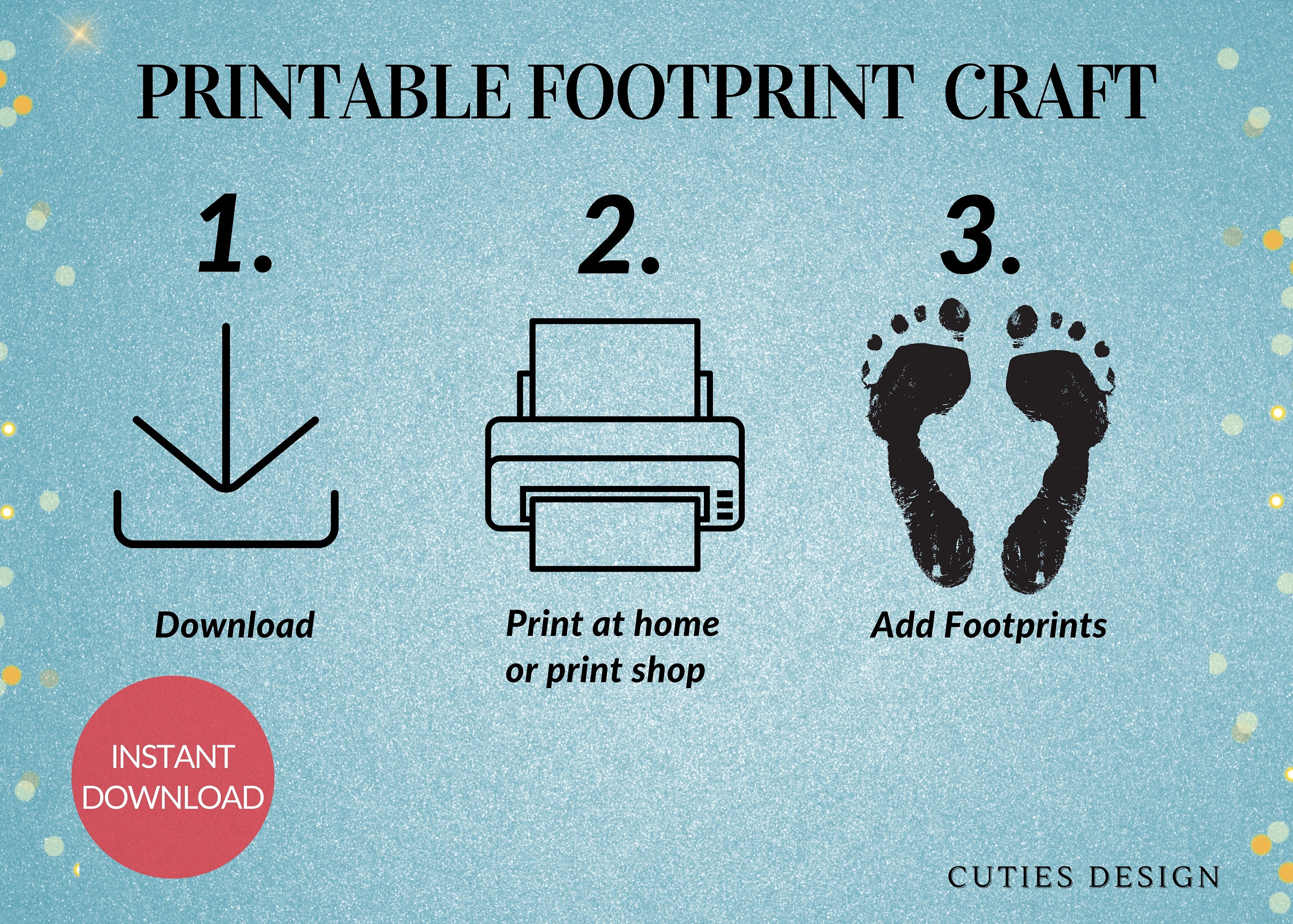 Footprint Christmas Gift Craft Printable Baby Card Memory - Etsy