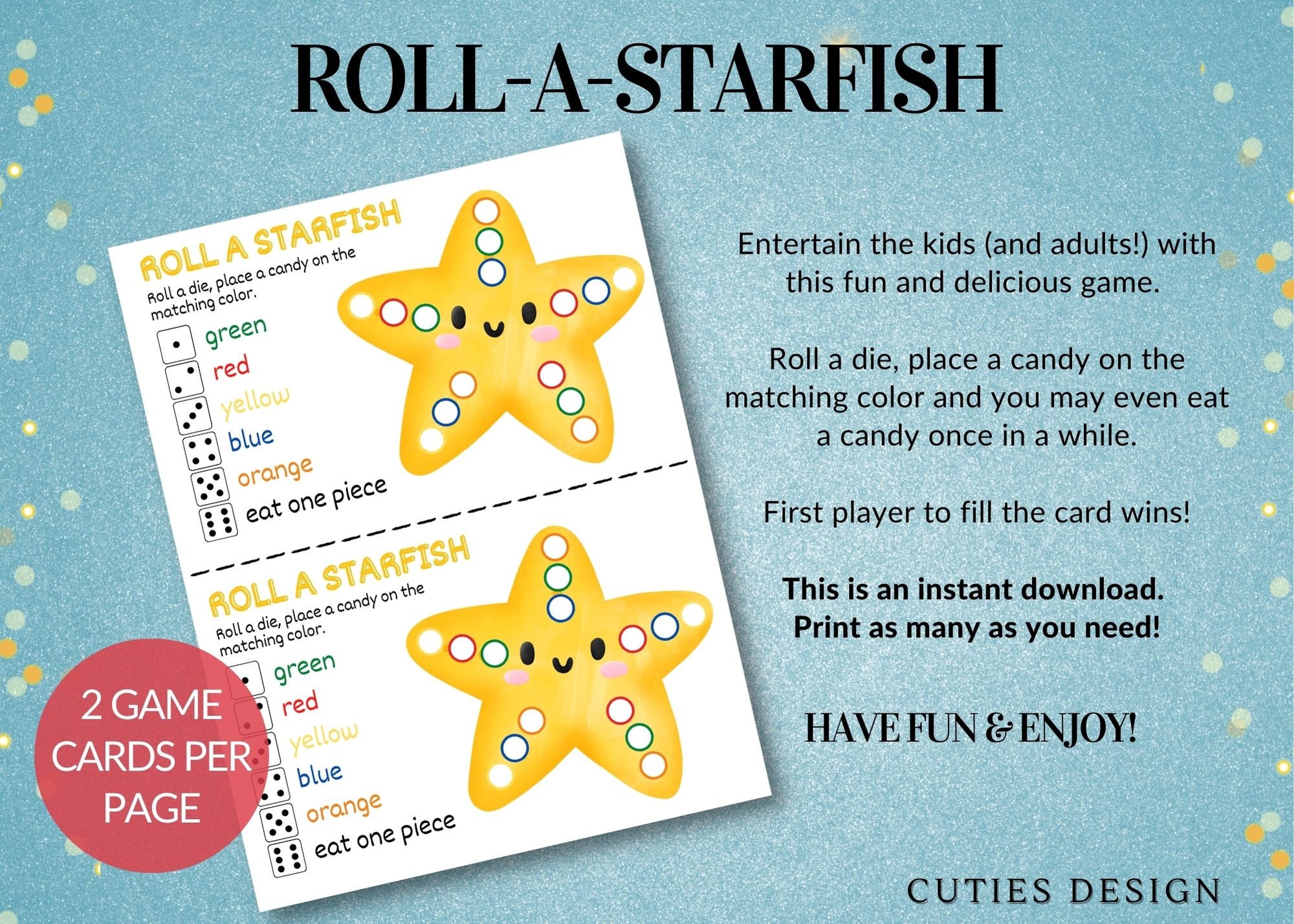 Printable Roll Dice Game, Instant Download Dice Game for Kids and ...