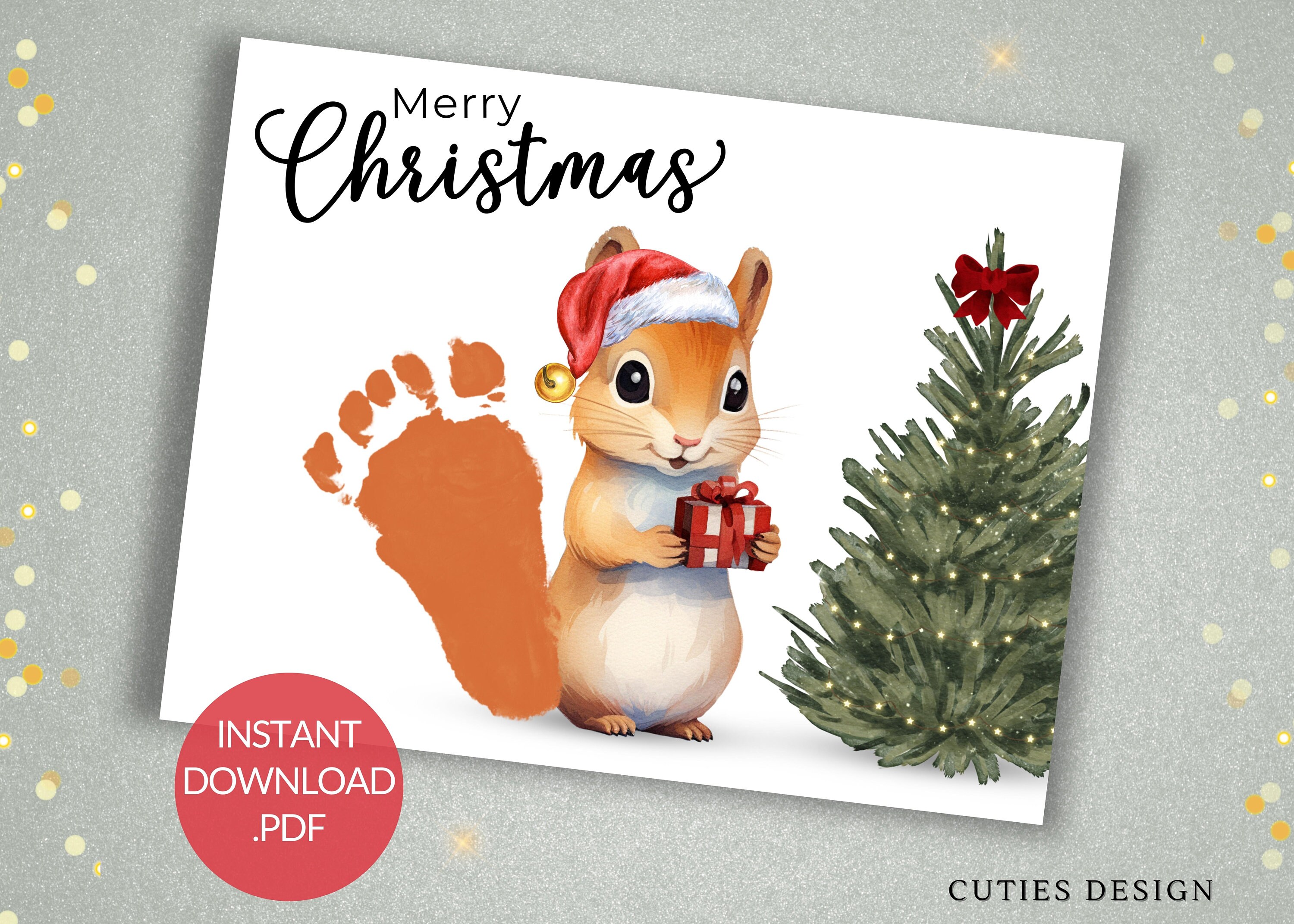 Footprint Christmas Gift Craft Printable Baby Card Memory - Etsy
