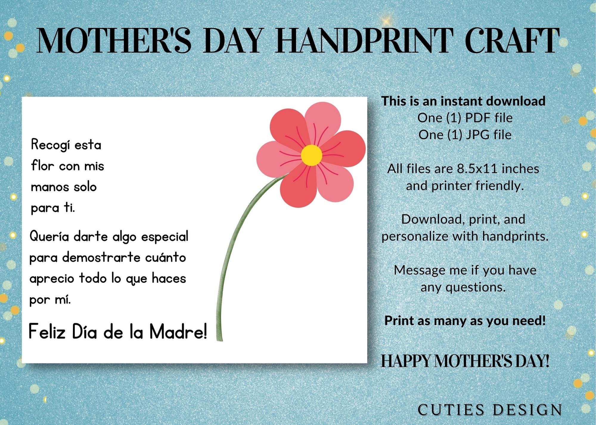 Mother's Day Spanish Handprint Printable Baby Keepsake Art Craft Dia De ...
