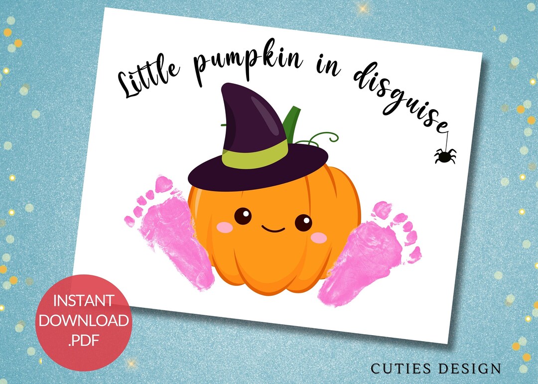Halloween Printable Craft for Baby Footprint Memory Keepsake Art ...