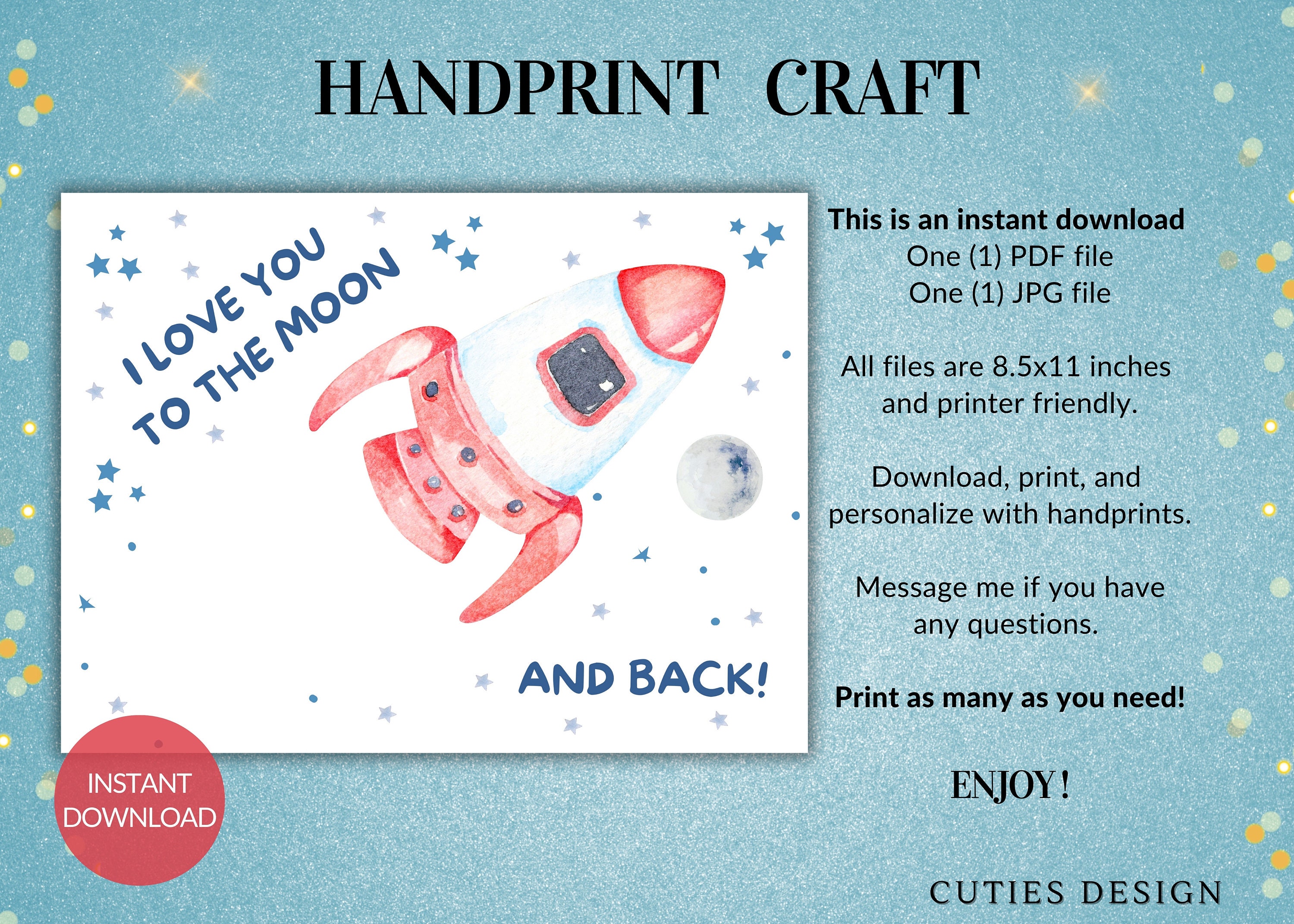 Handprint Printable Art Craft for Baby Kids Gift for Mom Dad Grandma ...