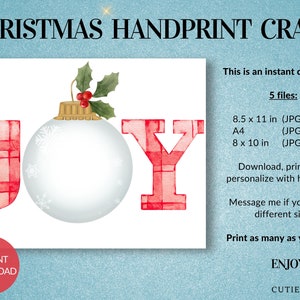 Christmas Joy Printable Handprint Memory Keepsake Art Infant Easy and ...