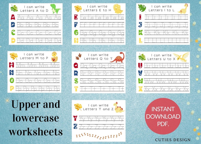 Upper and Lowercase Alphabet Letter Tracing Printable Worksheets for ...