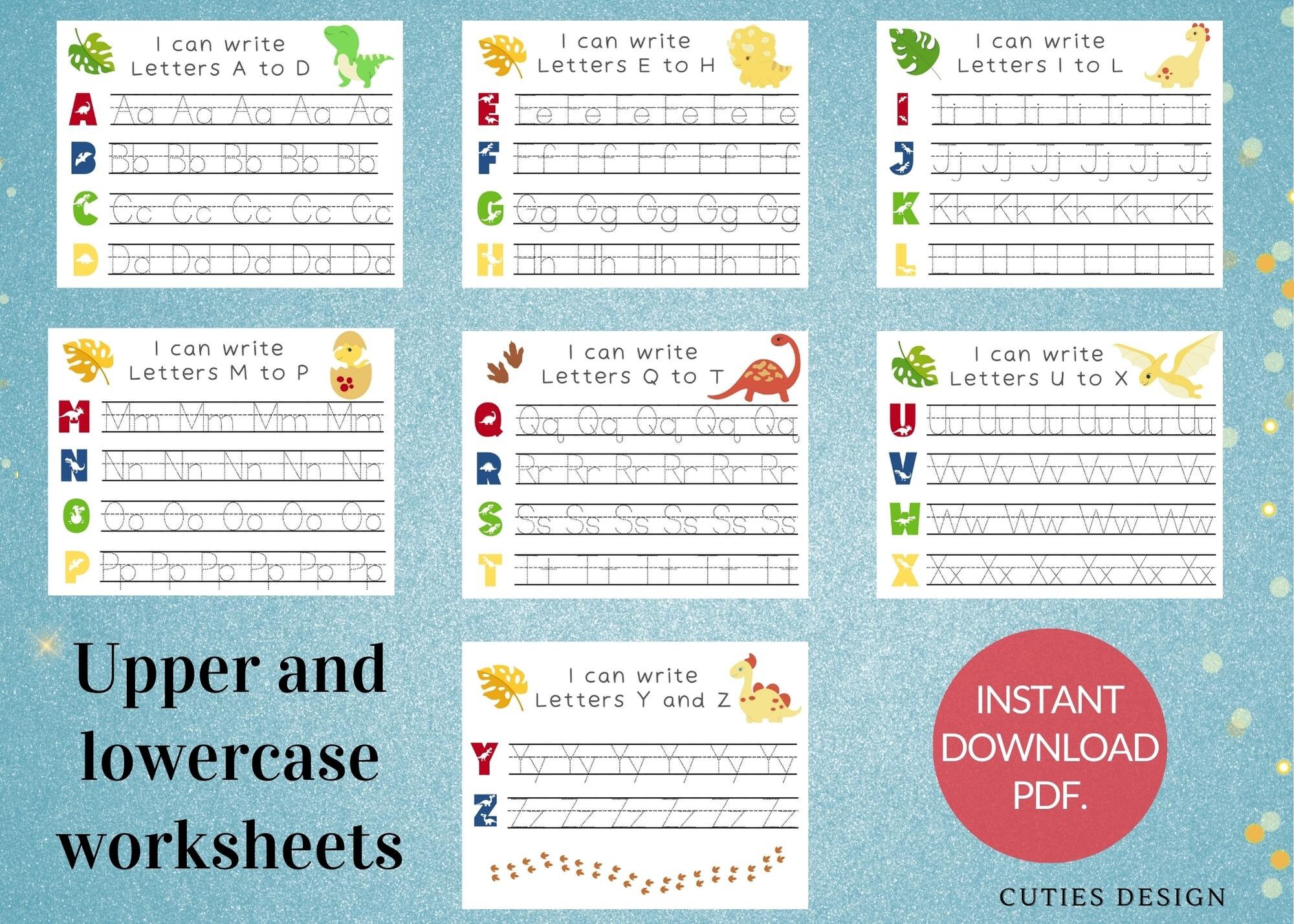 Upper and Lowercase Alphabet Letter Tracing Printable Worksheets for ...