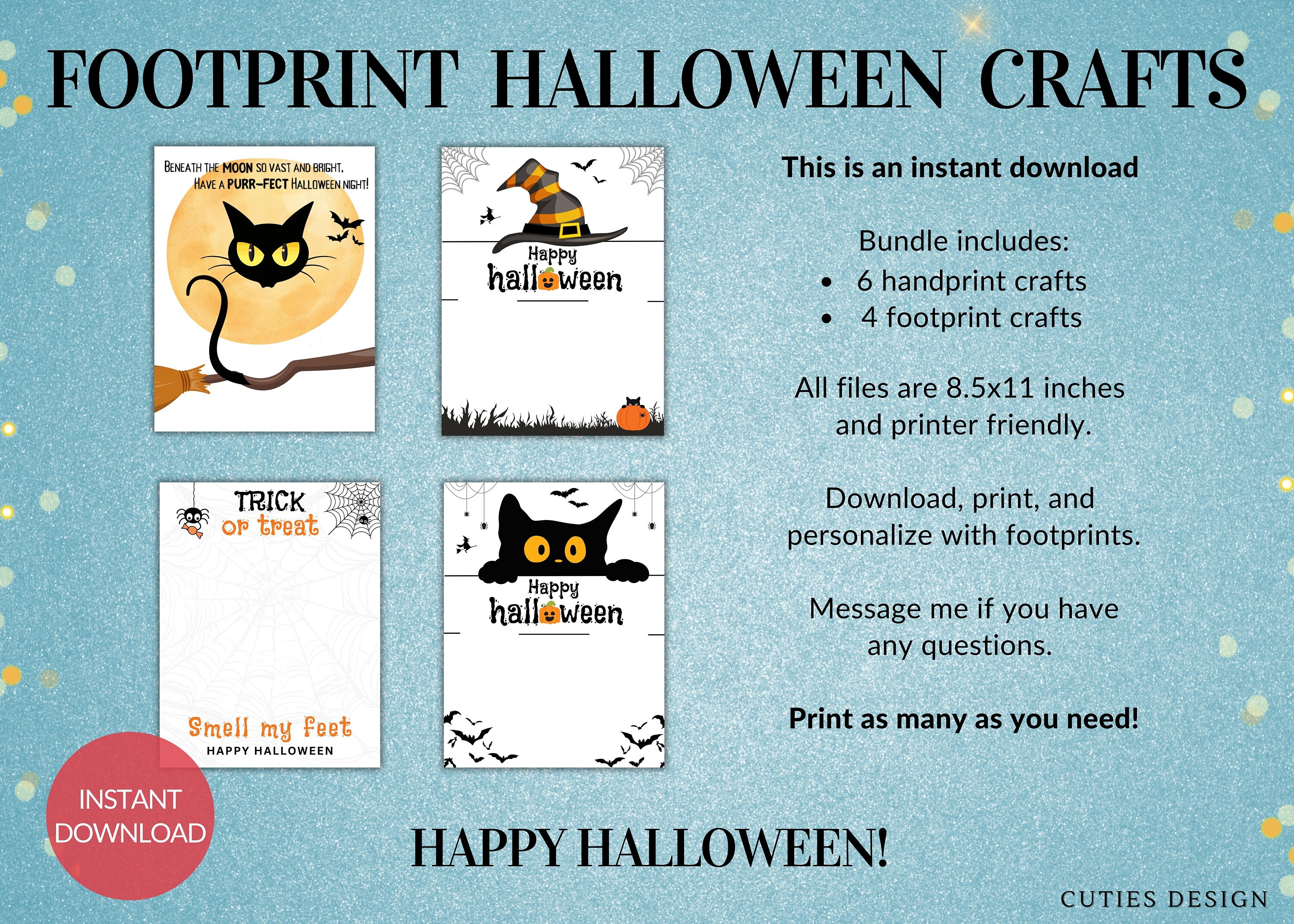 Halloween Handprint Footprint Art Craft Bundle Preschool - Etsy