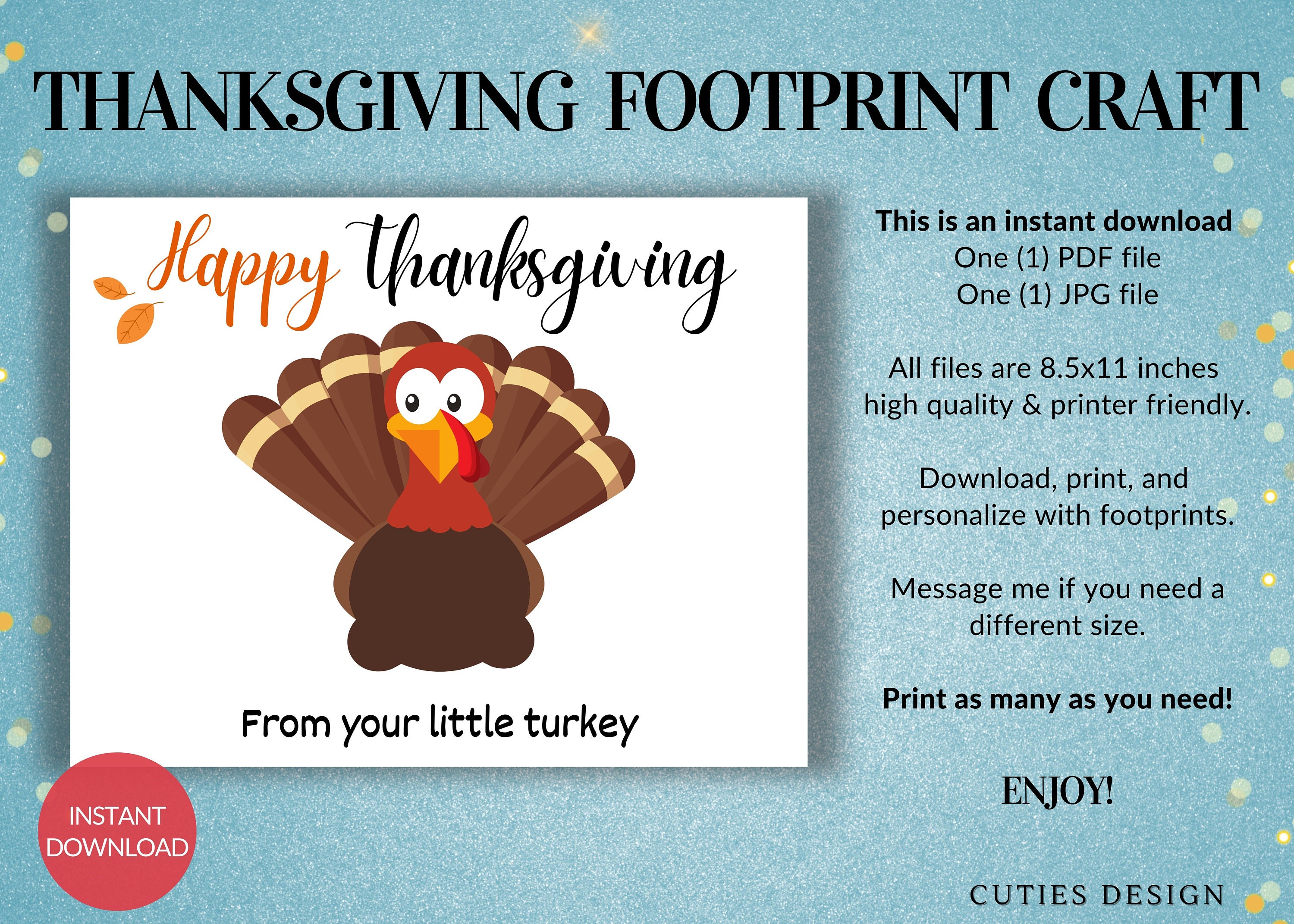 Handprint Art Happy Thanksgiving Printable DIY Craft Baby Toddler Fall ...