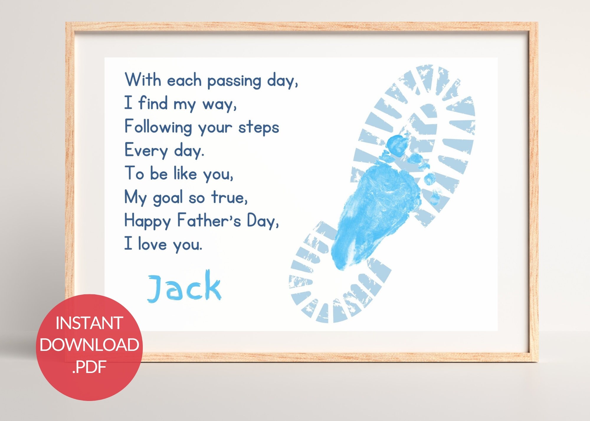 Father's Day Footprint Printable Baby Keepsake Art Craft Teacher Parent ...