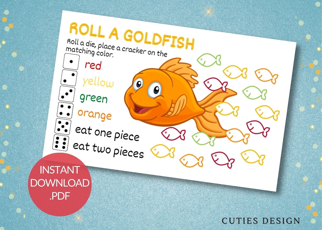 Roll a Goldfish Game, Instant Download Fun Game for Kids, Printable ...