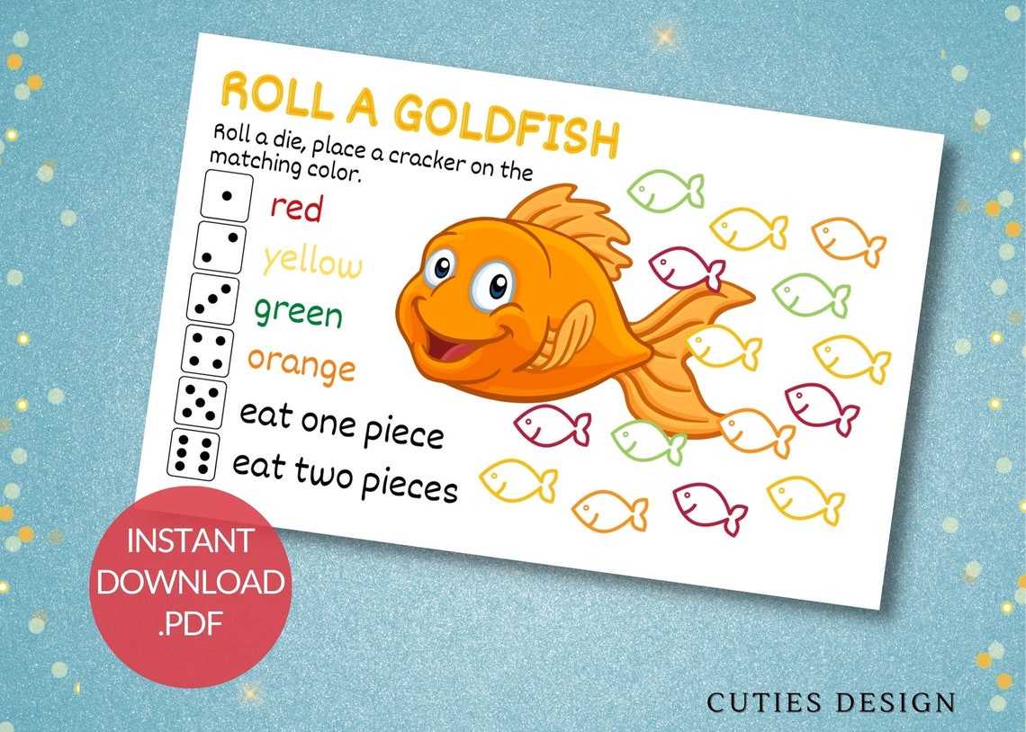 Roll a Goldfish Game, Instant Download Fun Game for Kids, Printable ...