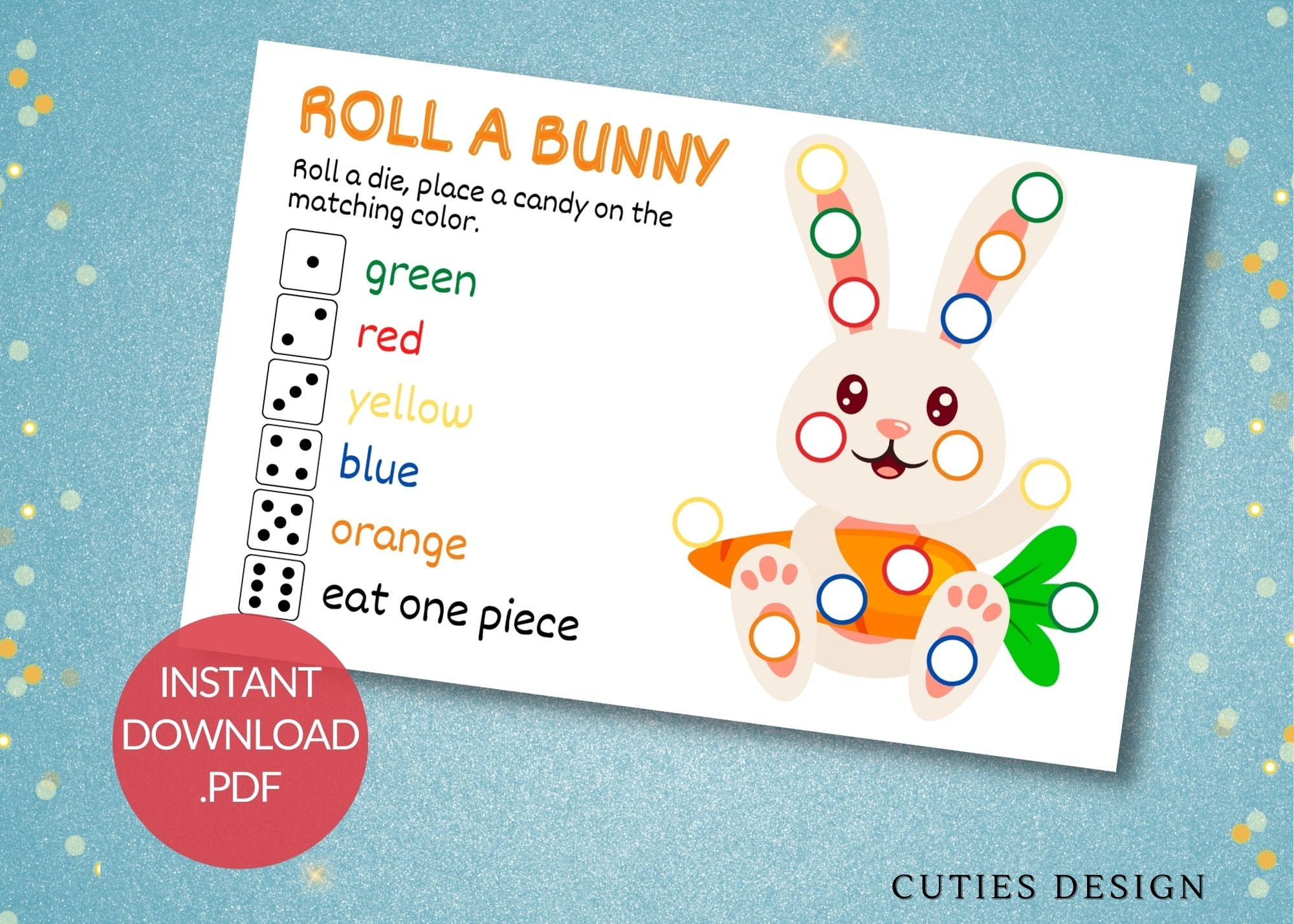 Easter Roll a Bunny Game, Instant Download Easter Game for Kids ...