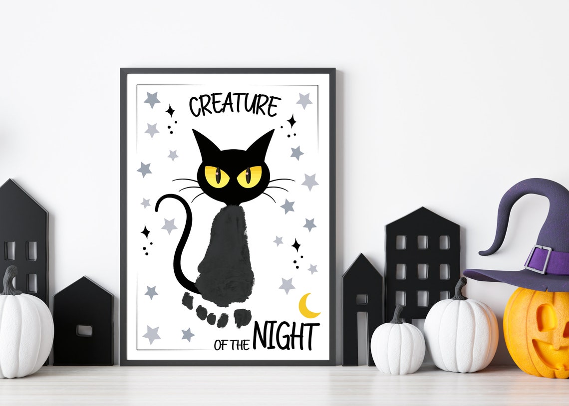 Halloween Printable Craft for Baby Footprint Keepsake Art Craft Teacher ...