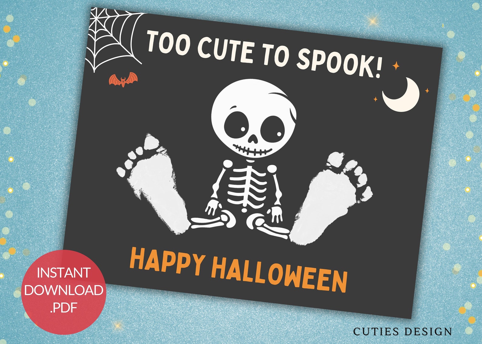 Halloween Gift Printable Craft for Baby Skeleton Footprint Memory ...