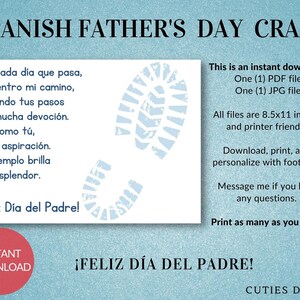 Father's Day Spanish Footprint Printable Baby Keepsake Art Craft Día ...