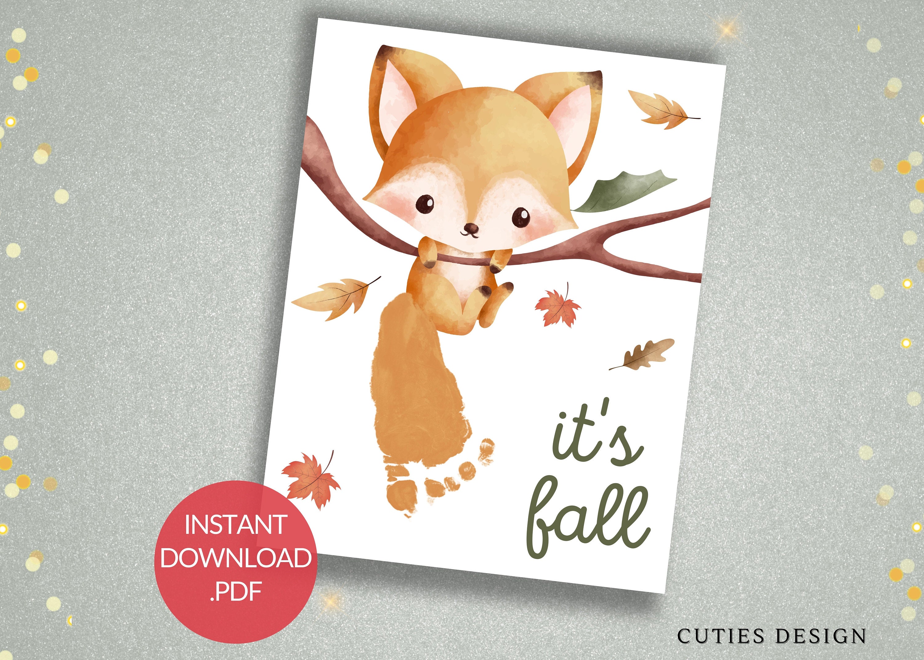 Footprint Art Fall Season Handprint Craft Printable Baby Card Memory ...