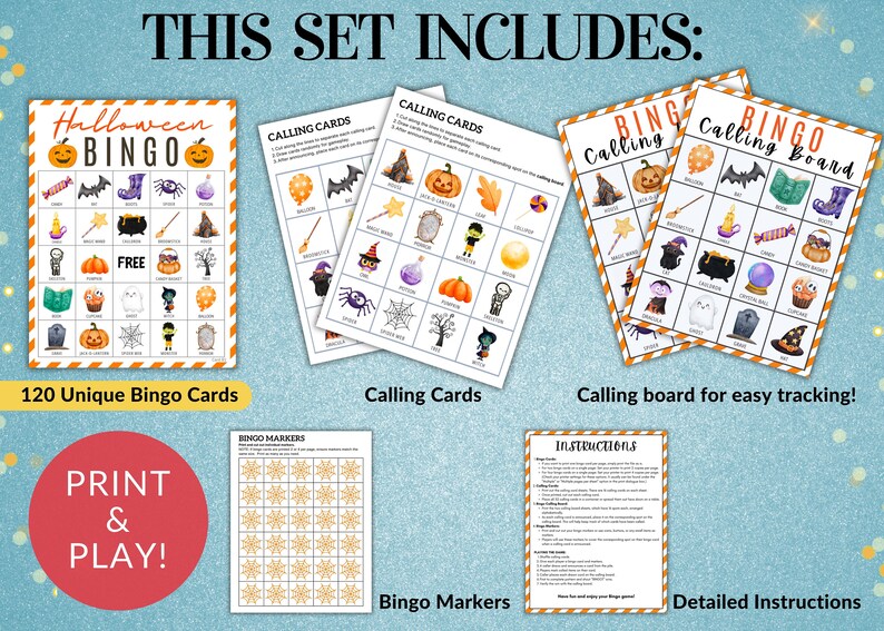 Halloween BINGO 120 Printable Cards Halloween Games for Kids - Etsy