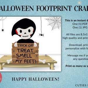 Halloween Gift Printable Footprint Craft for Baby Memory Keepsake Trick ...