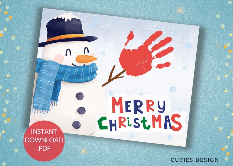 Snowman Handprint Art, Christmas Keepsake Card (digital Download) - Etsy