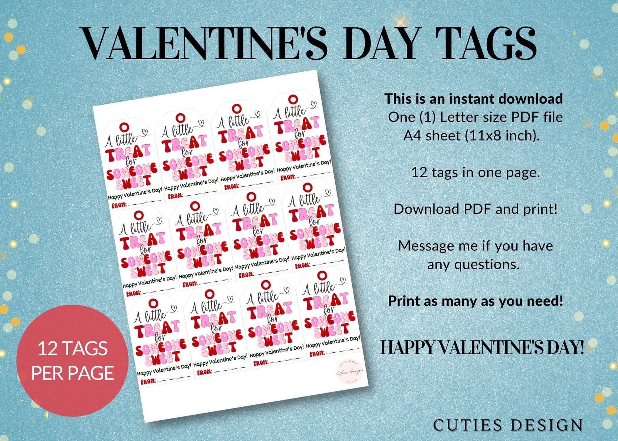 Valentines Day Gift Tags, Printable Valentine's Day Gift Tags, School ...