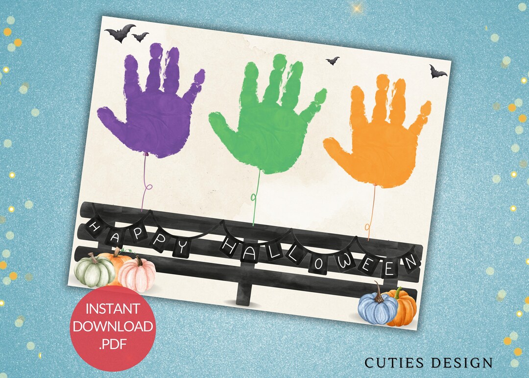 Halloween Handprint Art, Kids Craft Printable (PDF/JPG) - Etsy