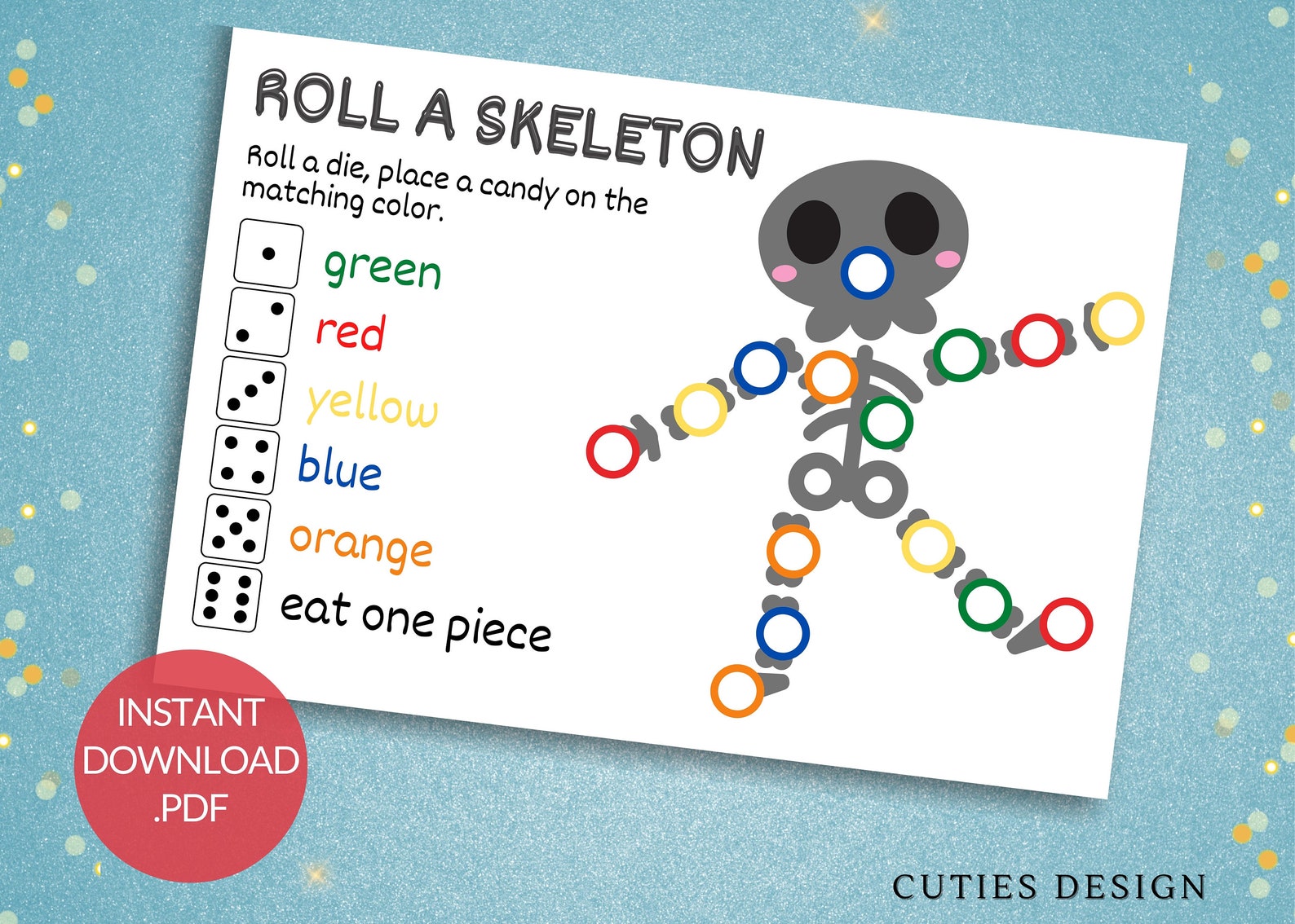 Halloween Game Roll a Die Instant Download Halloween Party Game for ...