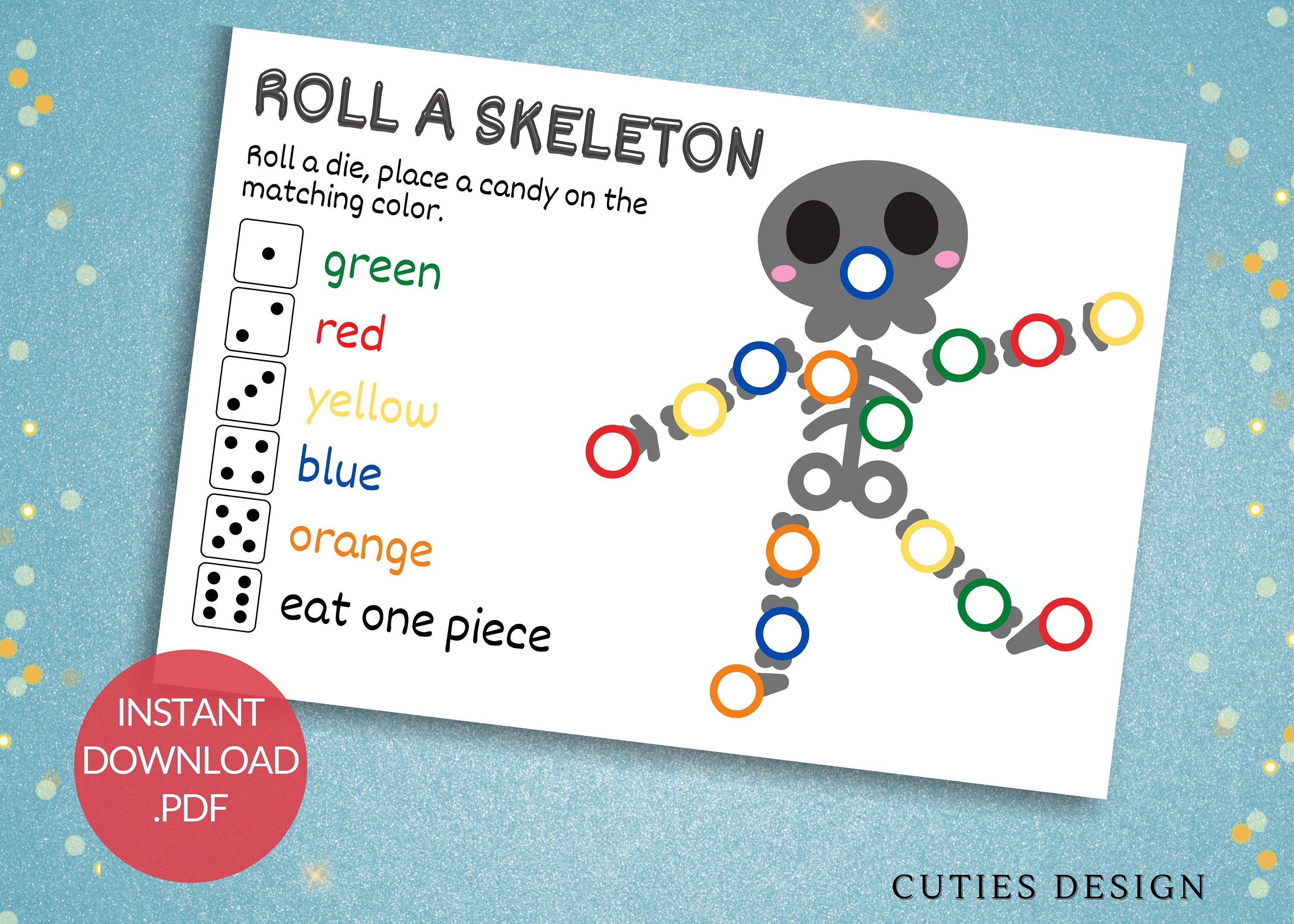 Halloween Game Roll a Die Instant Download Halloween Party Game for ...