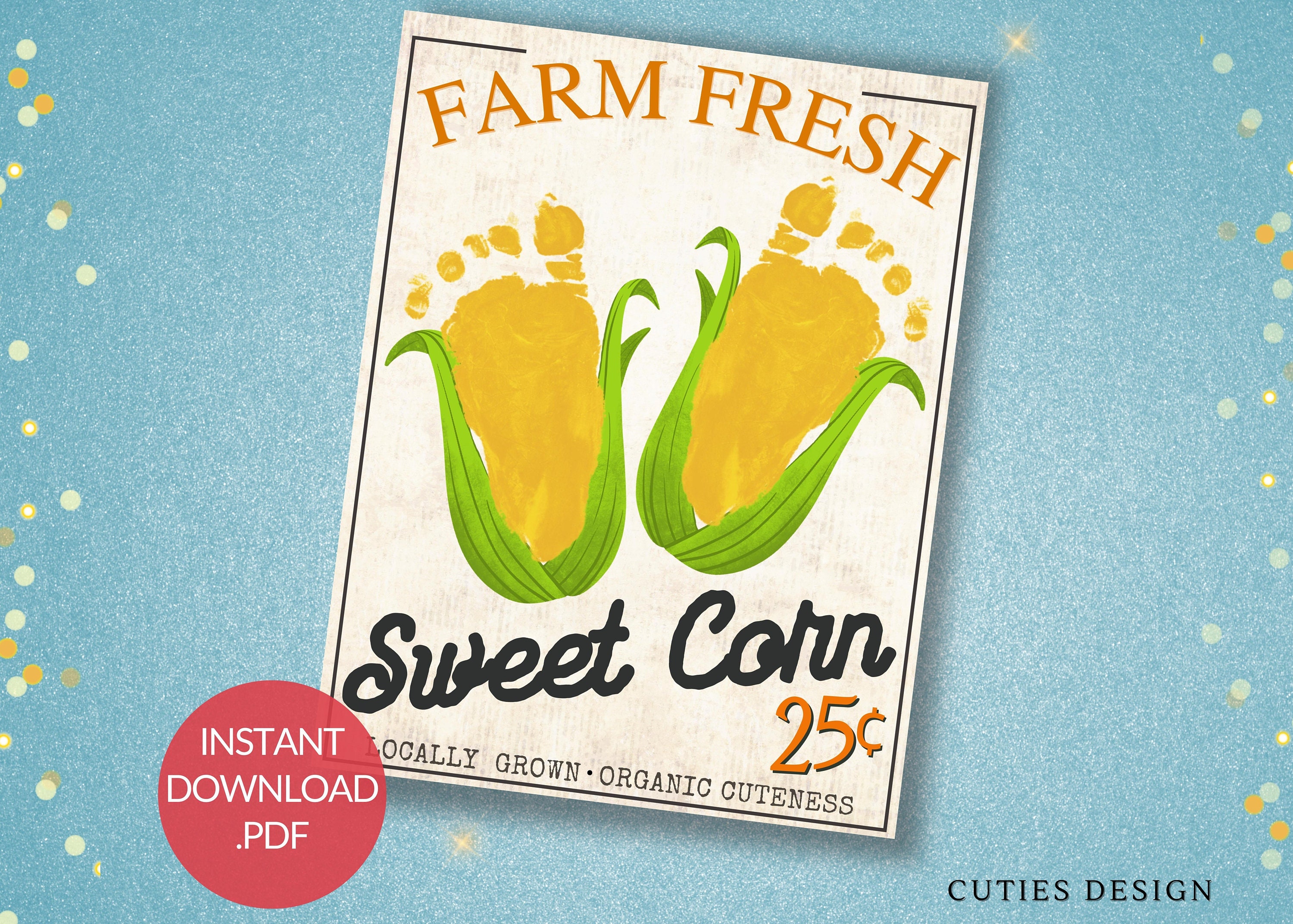 Footprint Fall Craft Printable Thanksgiving Art Baby Memory Keepsake ...