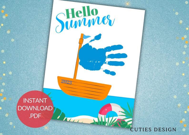 Summer Nautical Printable Craft for Baby Handprint Keepsake Art Craft ...