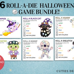 Halloween Game Bundle Roll a Die Instant Download Halloween Party Game ...