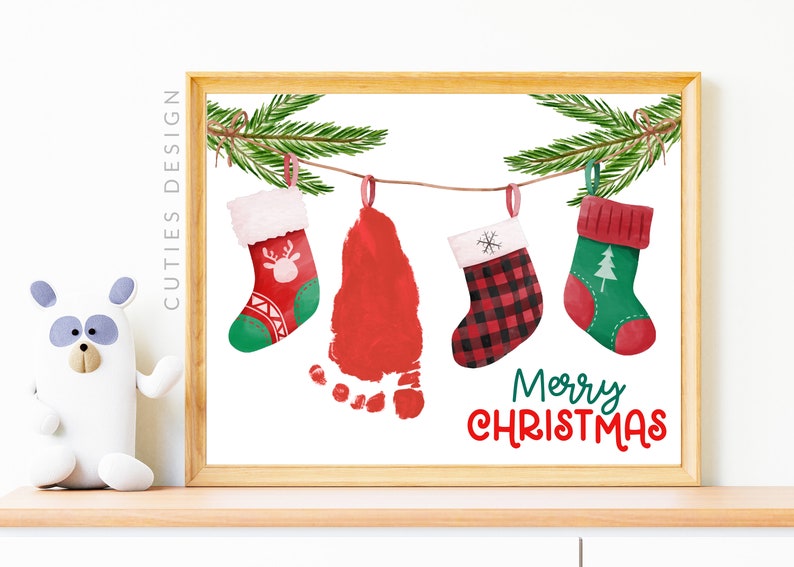 Christmas Stocking Footprint Art, Holiday Craft for Kids, School ...