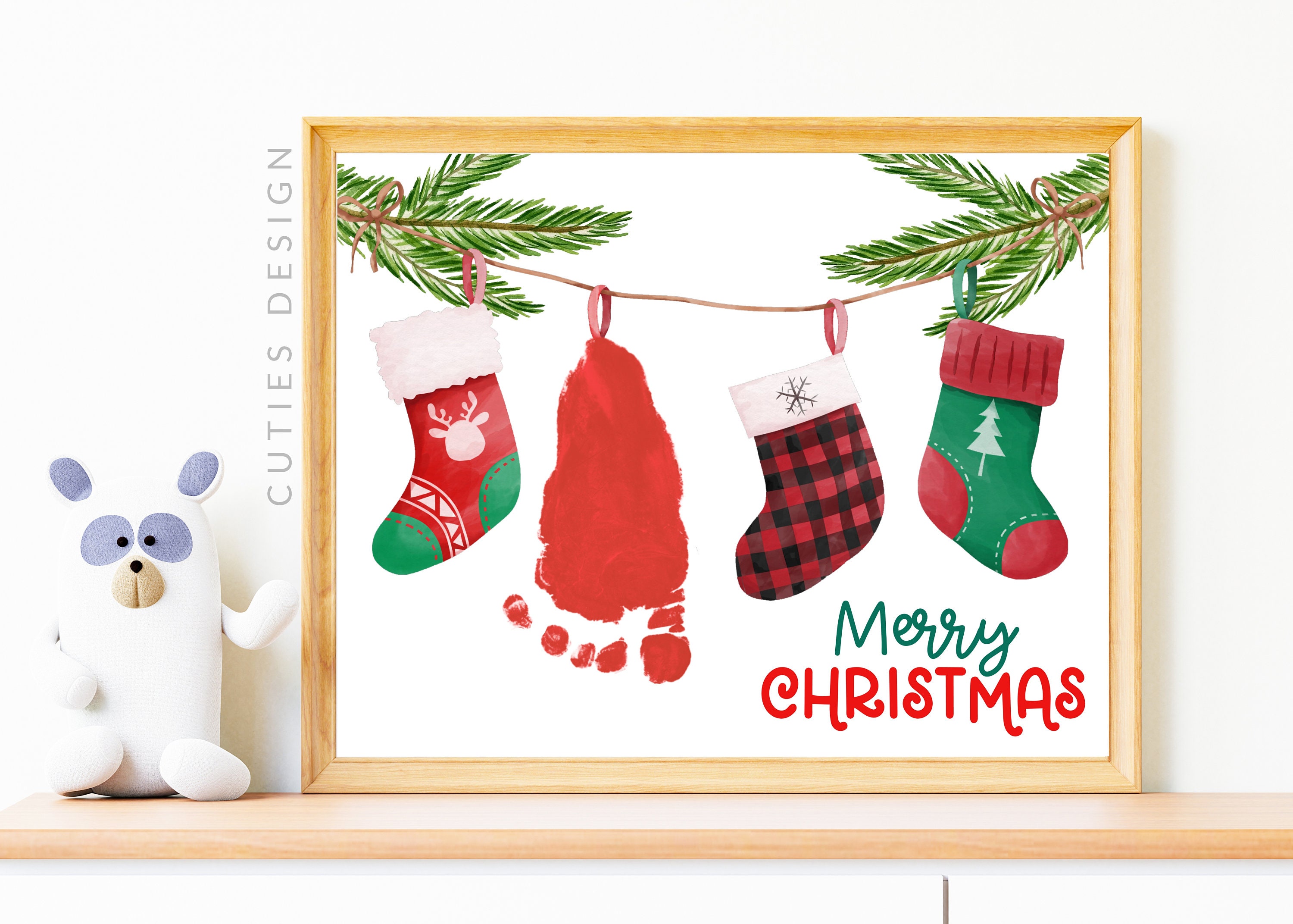 Christmas Stocking Footprint Art, Holiday Craft for Kids, School ...