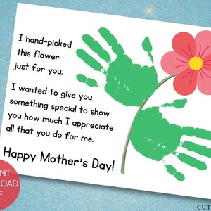 Mother's Day Handprint Printable Baby Keepsake Art Craft Teacher Parent ...