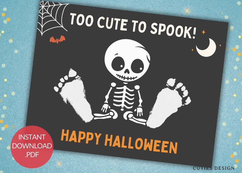 Halloween Gift Printable Craft for Baby Skeleton Footprint - Etsy