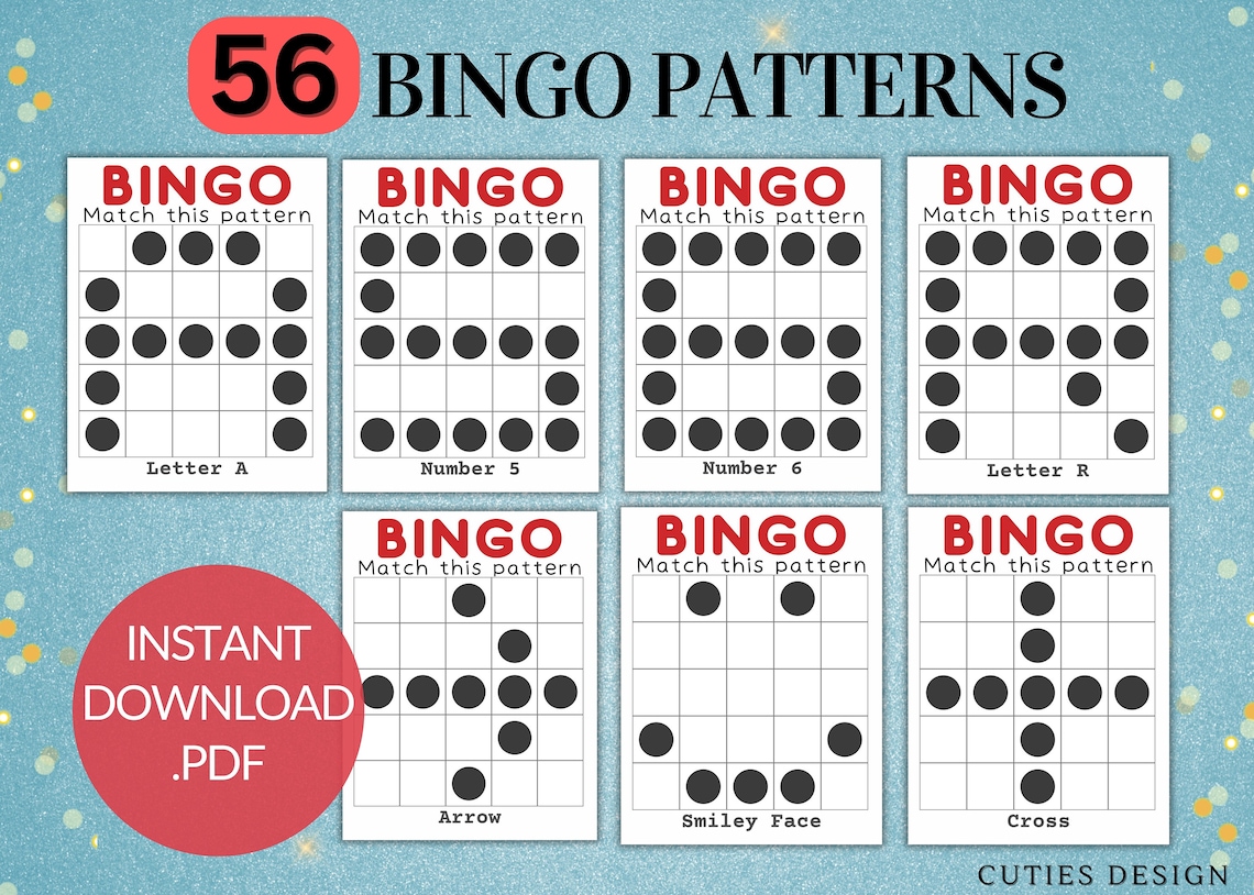Bingo Pattern Playbook: 56 Unique Patterns for Kids & All Ages Bingo ...