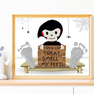 Halloween Gift Printable Footprint Craft for Baby Memory Keepsake Trick ...