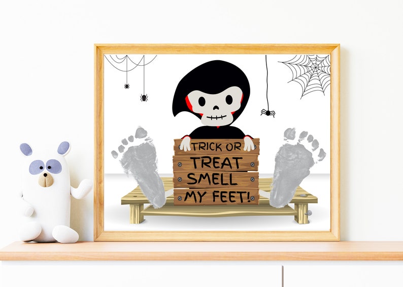 Halloween Gift Printable Footprint Craft for Baby Memory Keepsake Trick ...