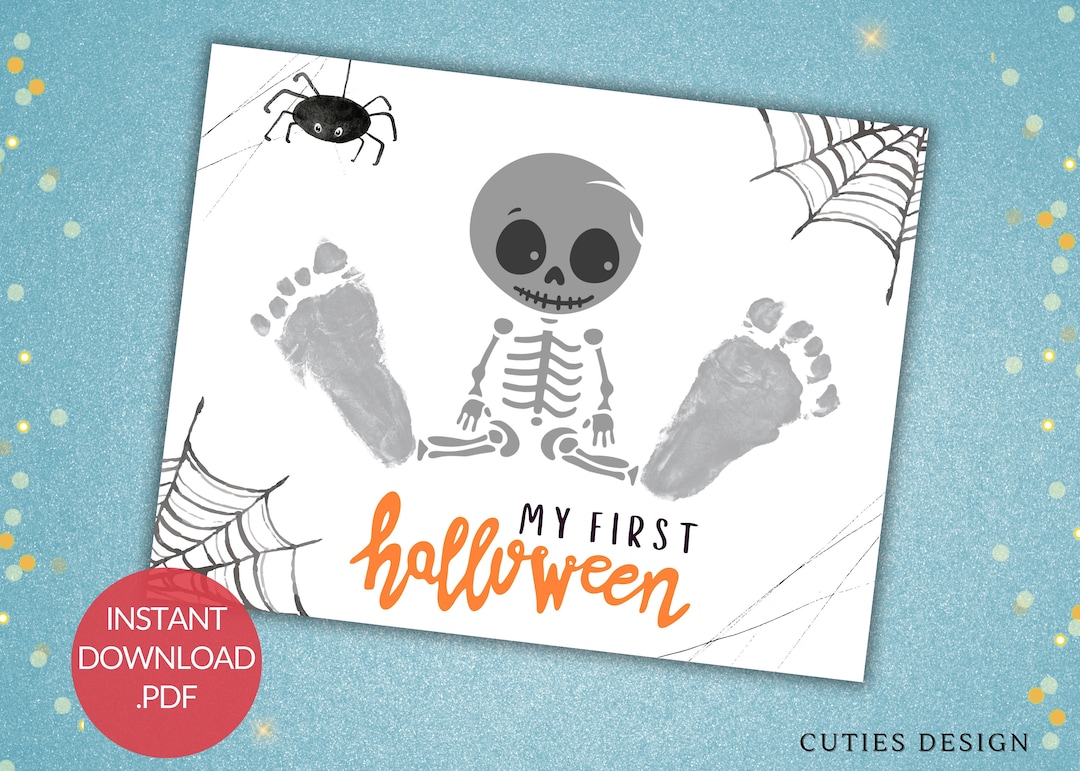 Baby First Halloween Gift Footprint Printable Craft My First Halloween ...