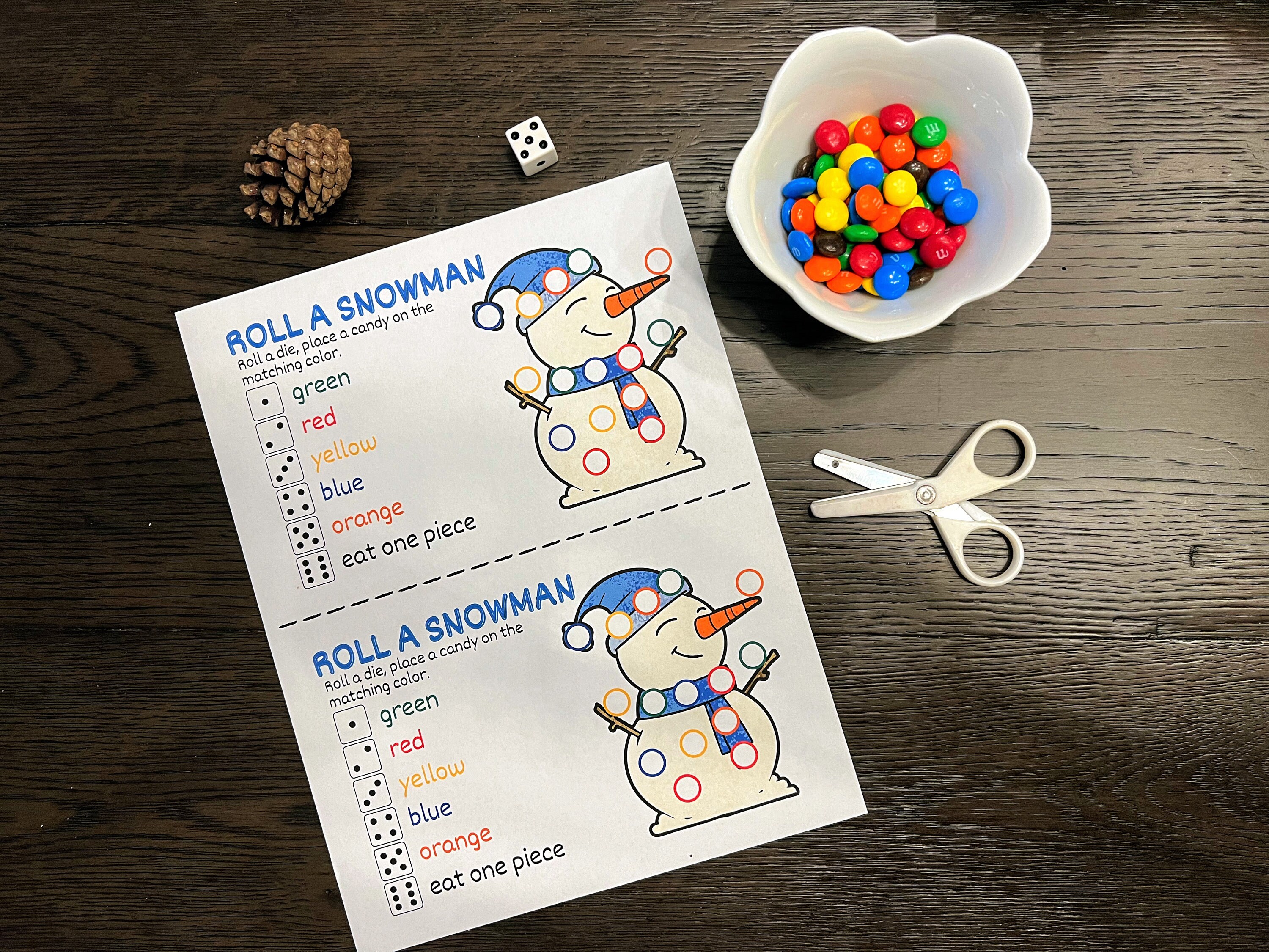 Roll a Snowman Game, Instant Download Christmas Game for Kids ...